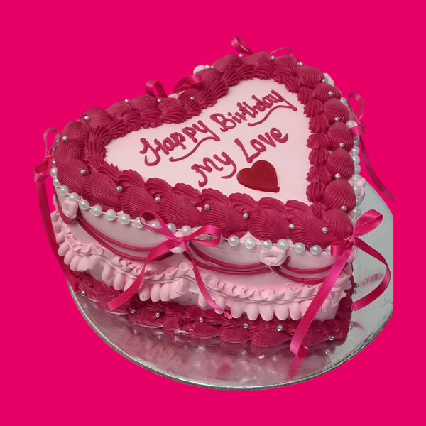Maroon Vintage Heart Cake – U Cake
